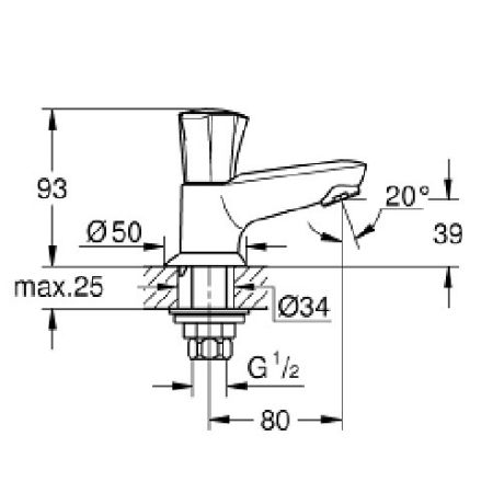 Grohe Costa Standventil S-Size Aranja 20404001 AR